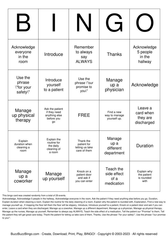 AIDET Bingo Cards to Download, Print and Customize!