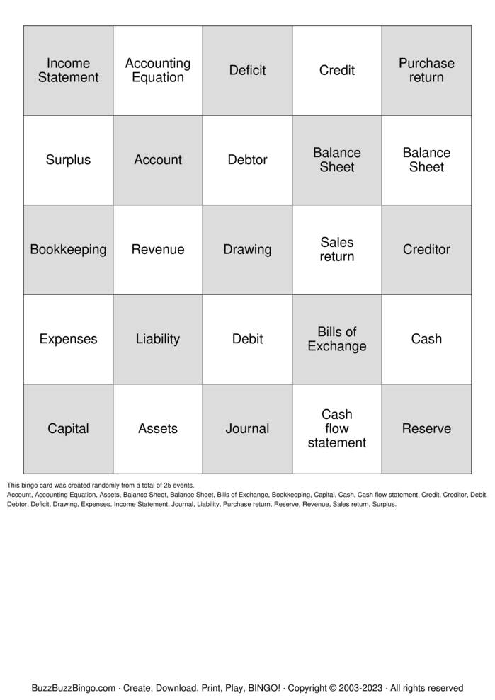 Accounting Bingo Cards to Download, Print and Customize!