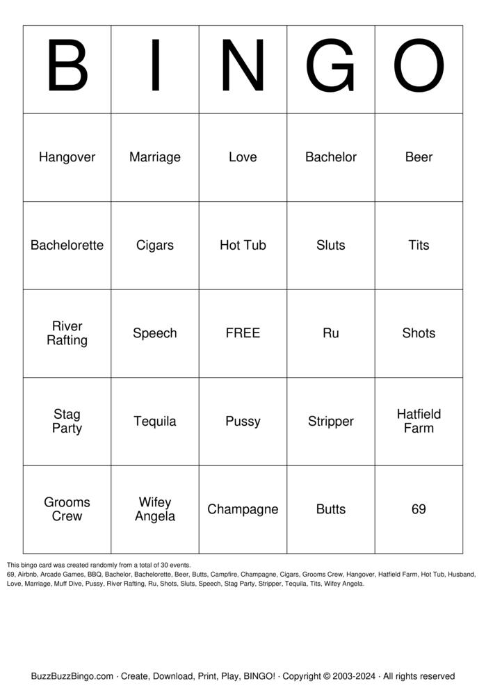 Bachelor Party Bingo Cards to Download, Print and Customize!