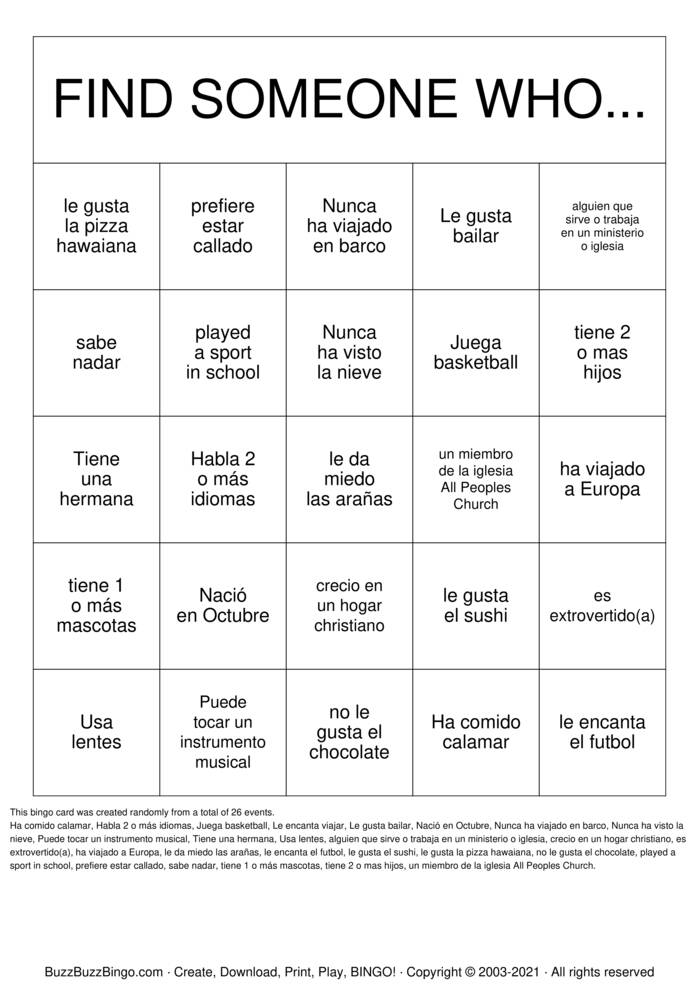 Conoce al grupo! Bingo Cards to Download, Print and Customize!