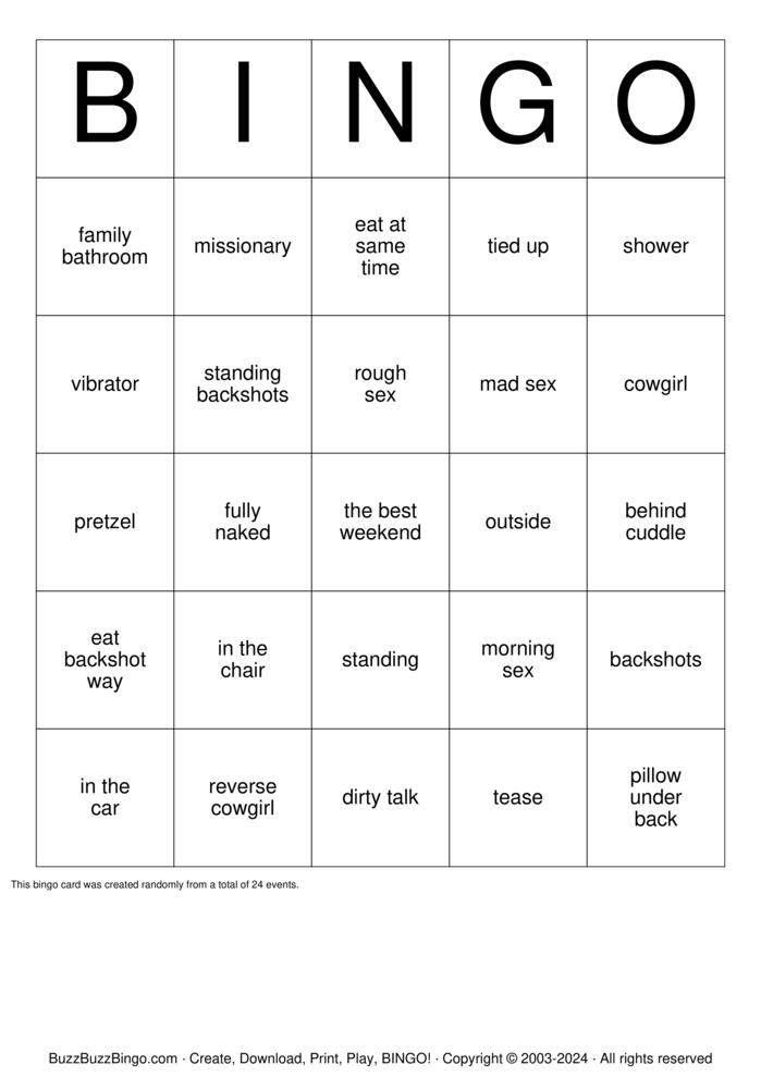 DIRTY BINGO Bingo Cards to Download, Print and Customize!