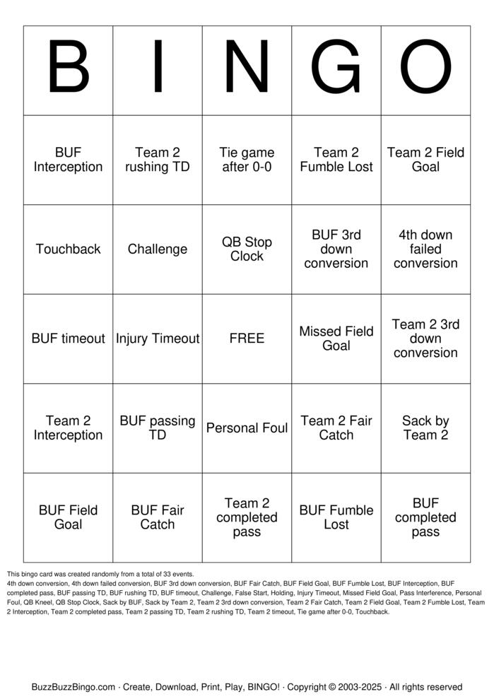Football Bingo Cards to Download, Print and Customize!