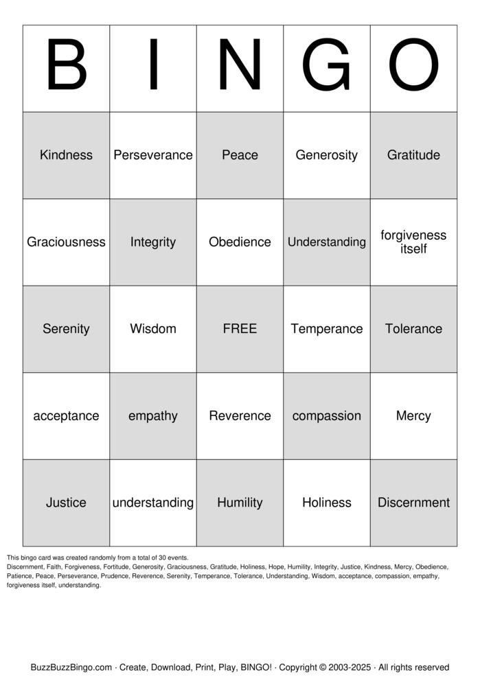 Forgiveness Bingo Cards to Download, Print and Customize!