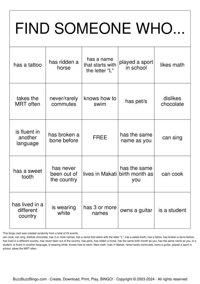 Getting to Know You! Bingo Cards to Download, Print and Customize!