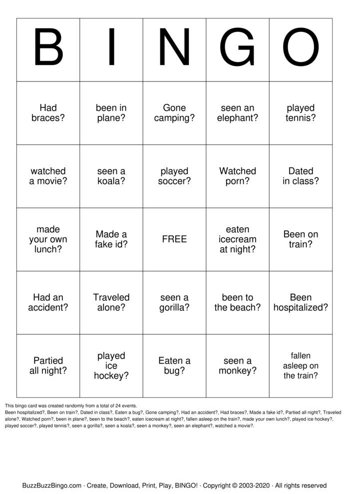 Have you ever...? Bingo Cards to Download, Print and Customize!