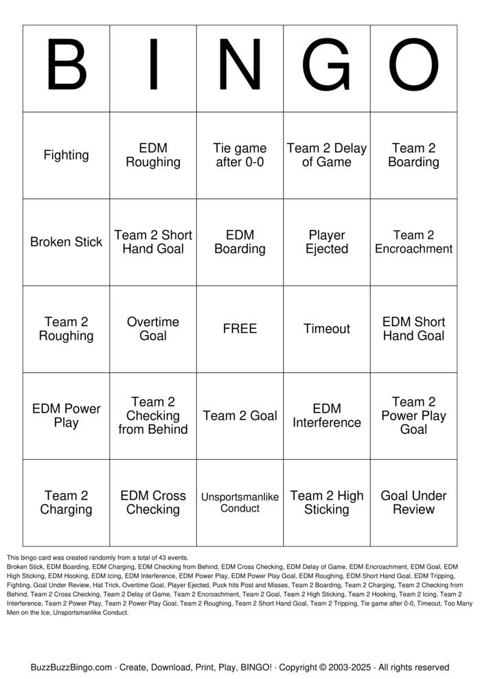 Hockey Bingo Cards to Download, Print and Customize!