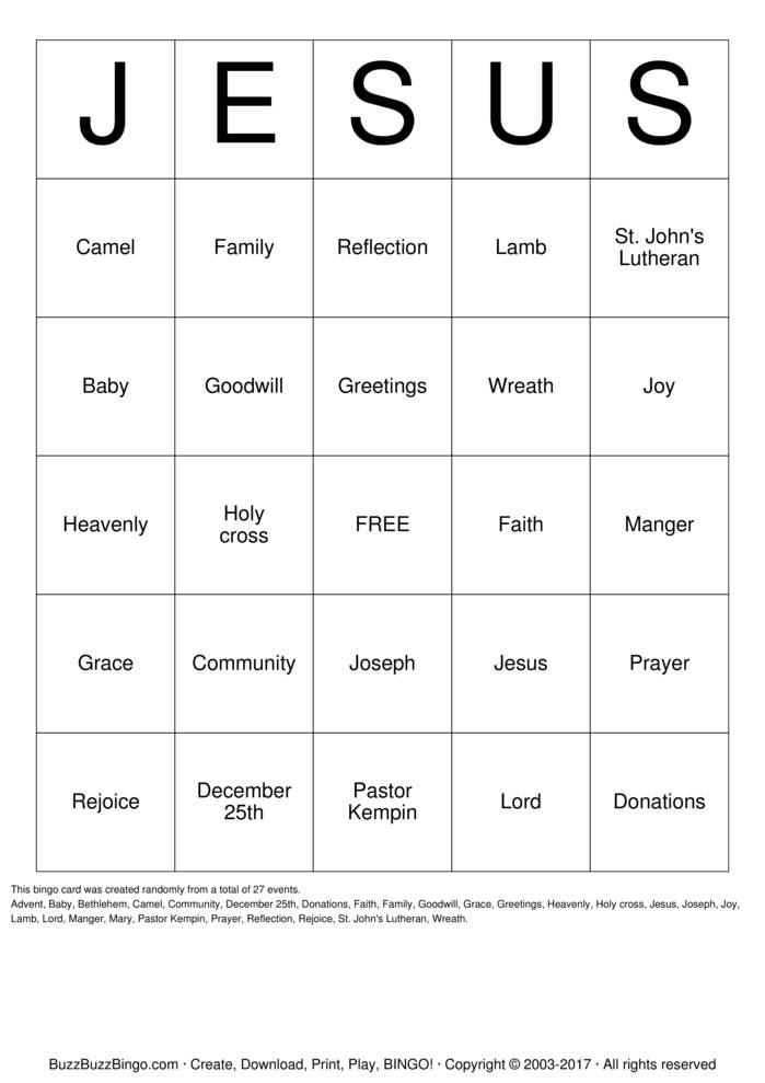JESUS Bingo Cards to Download, Print and Customize!