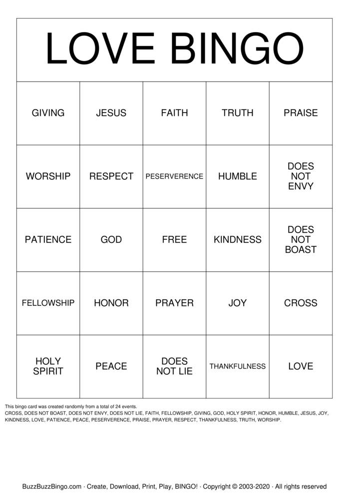 Jesus is Love Bingo Cards to Download, Print and Customize!