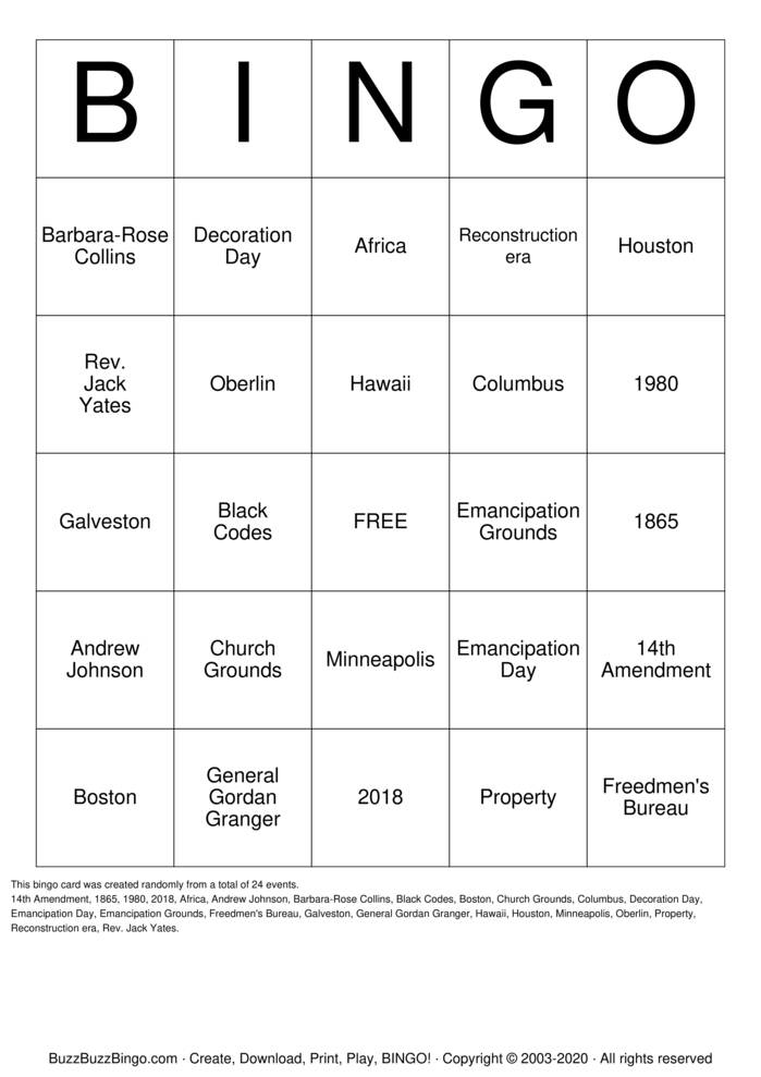 Juneteenth Bingo Bingo Cards to Download, Print and Customize!