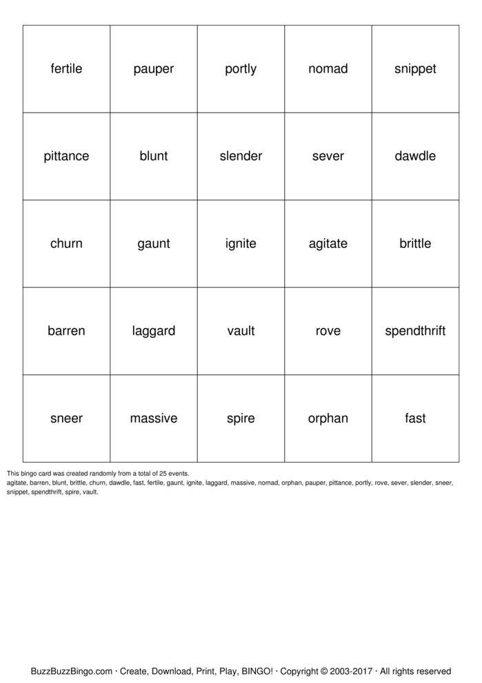 Wordmasters 2 Bingo Cards to Download, Print and Customize!