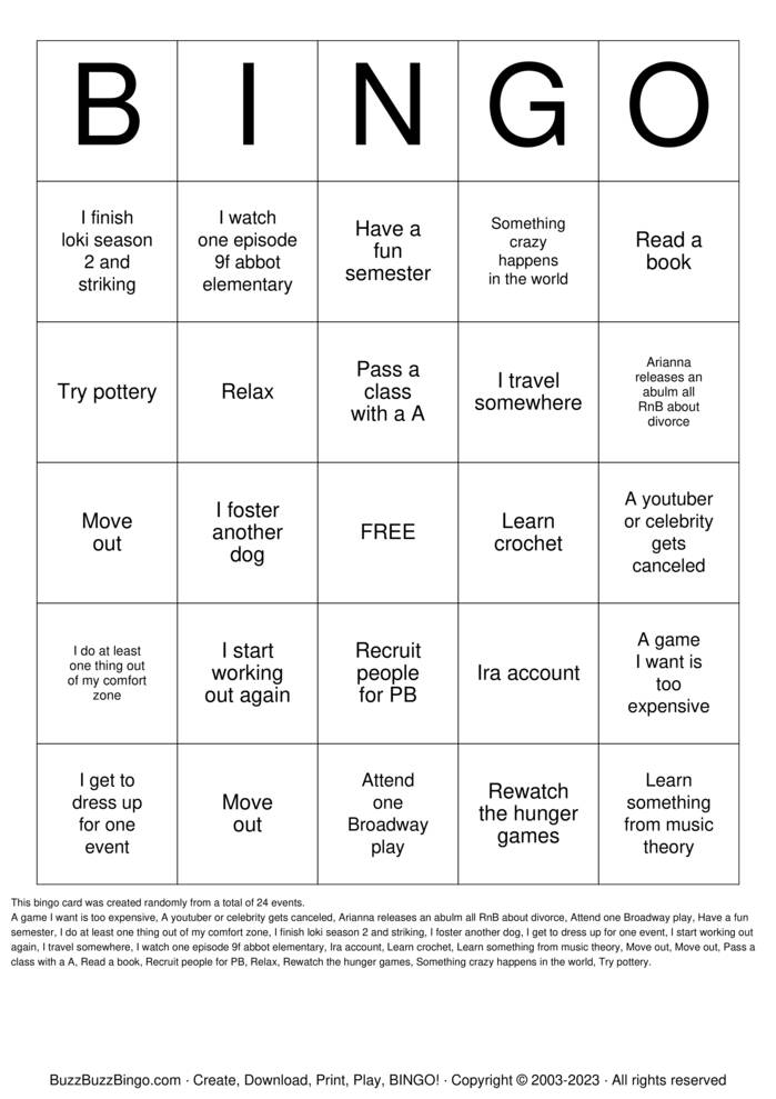 2024 Bingo Cards to Download, Print and Customize!