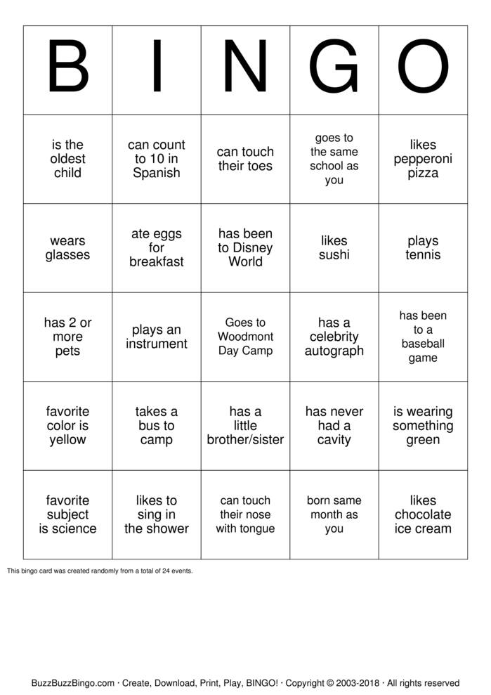 HUMAN BINGO Bingo Cards to Download, Print and Customize!