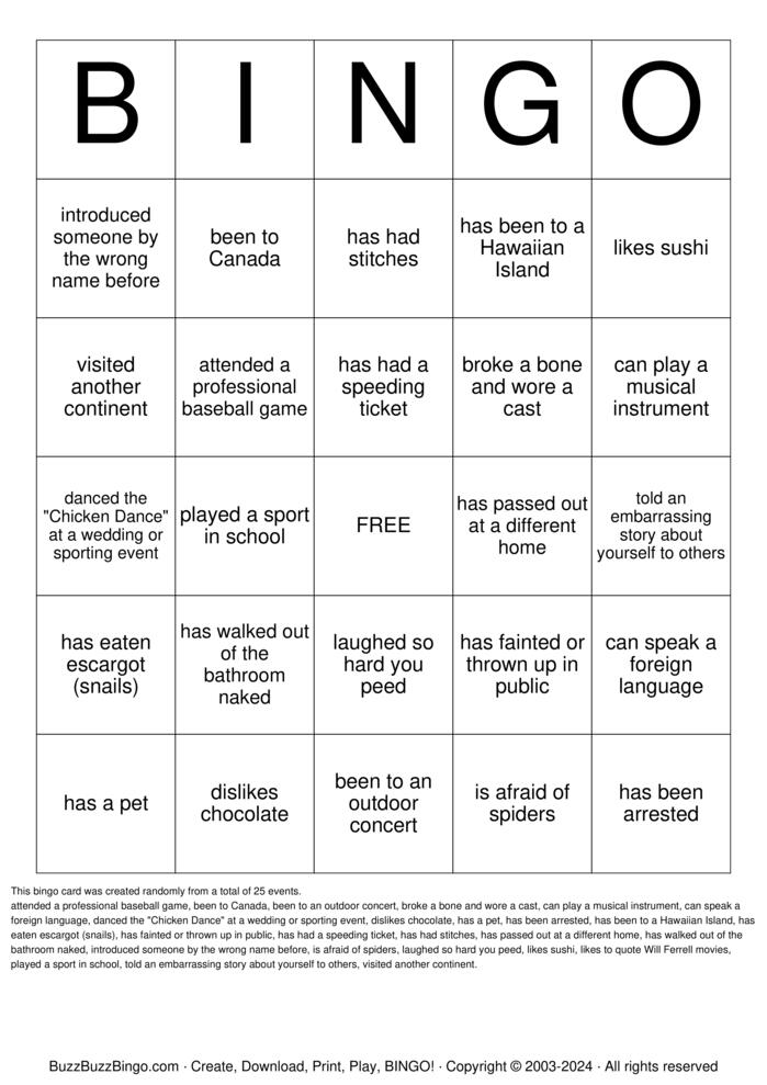 Have you ever.... Bingo Cards to Download, Print and Customize!