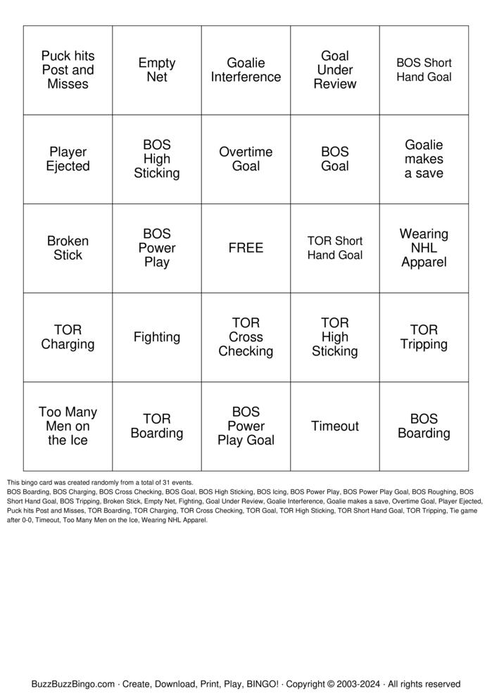 Hockey Bingo Cards to Download, Print and Customize!