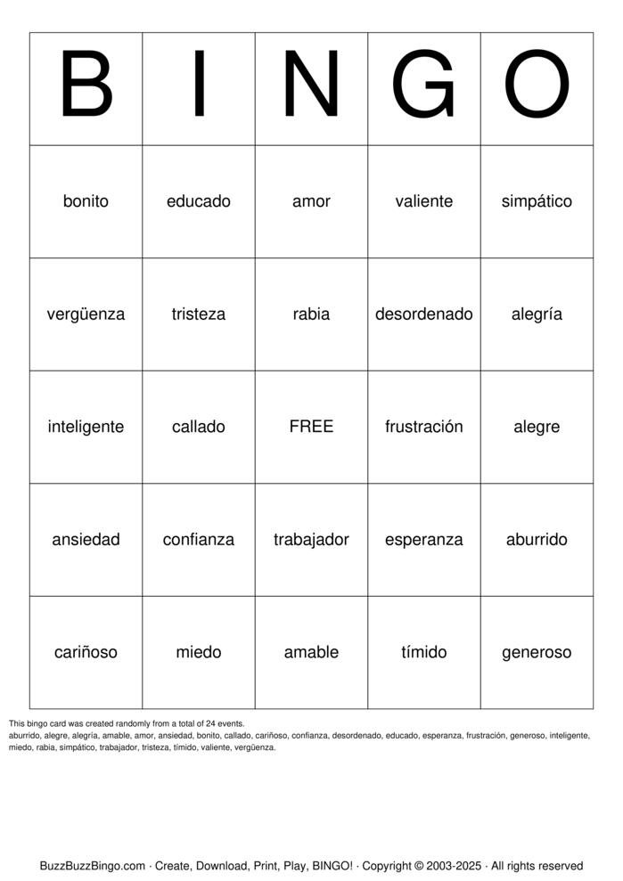 La clase de espanol Bingo Cards to Download, Print and Customize!
