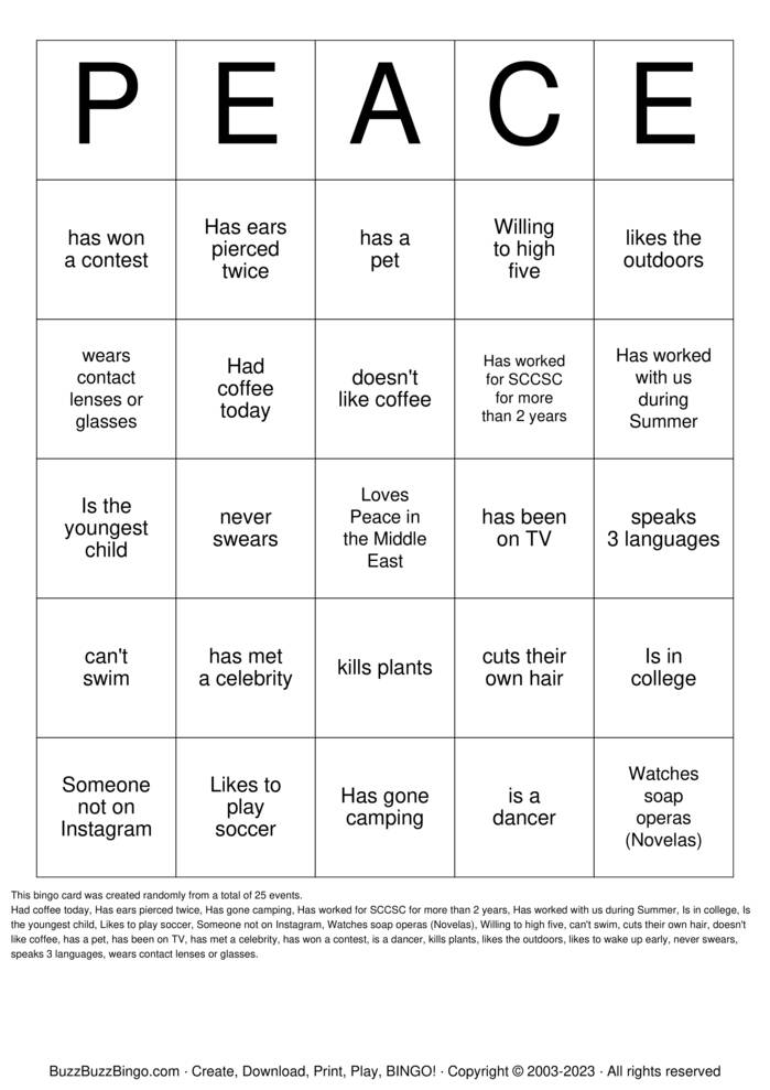 People Bingo Bingo Cards to Download, Print and Customize!