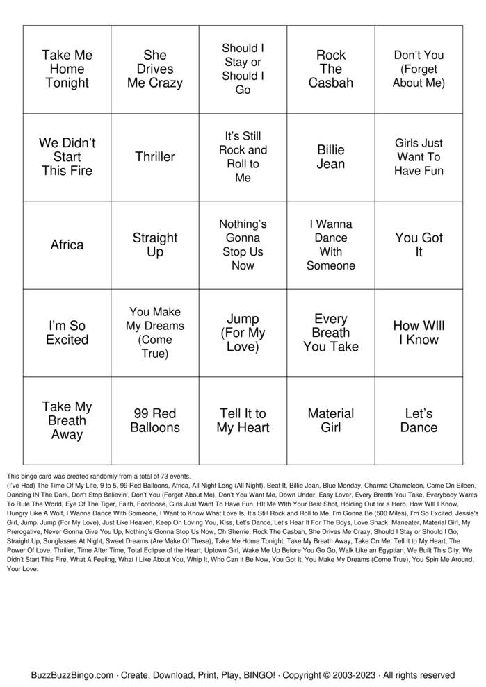 SINGO Bingo Cards to Download, Print and Customize!