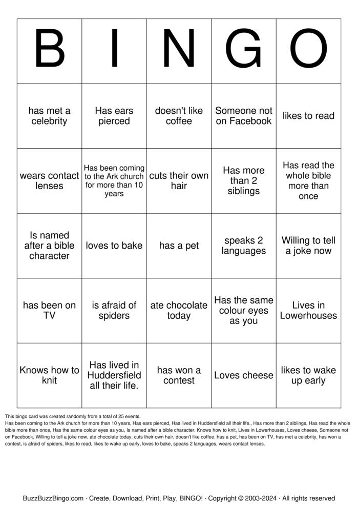 People Bingo Bingo Cards to Download, Print and Customize!