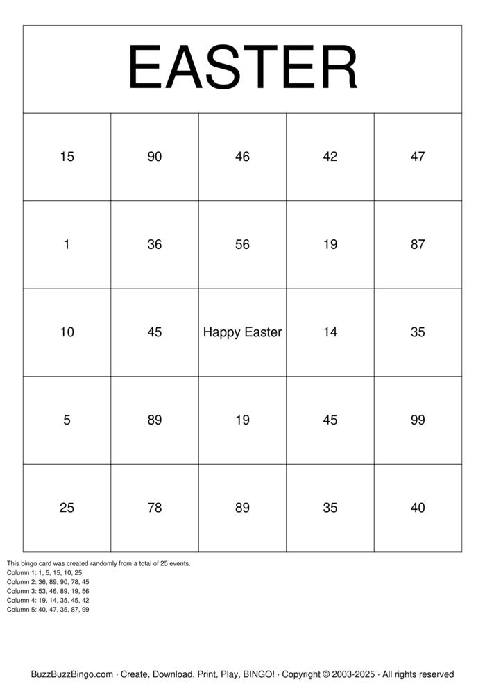 Easter Bingo Cards to Download, Print and Customize!