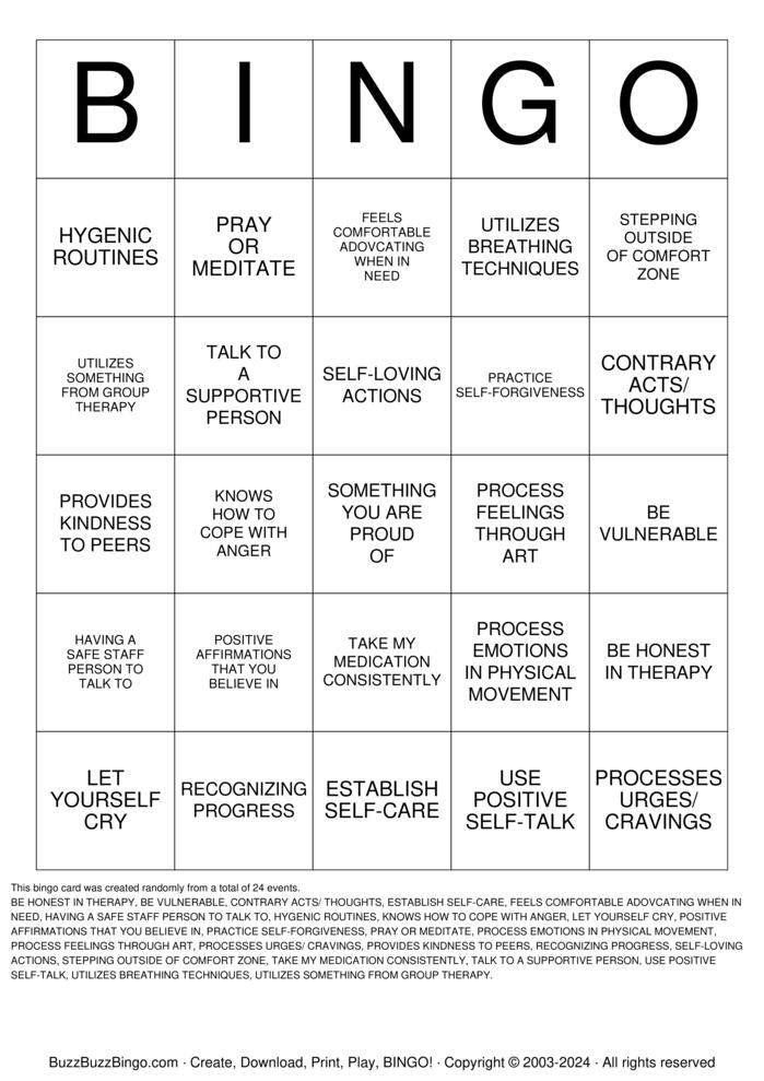 ANXIETY BINGO Bingo Cards to Download, Print and Customize!
