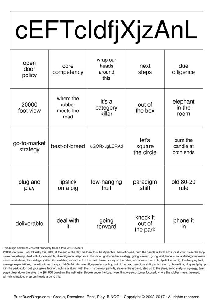 Business Buzzword Bingo Cards to Download, Print and Customize!