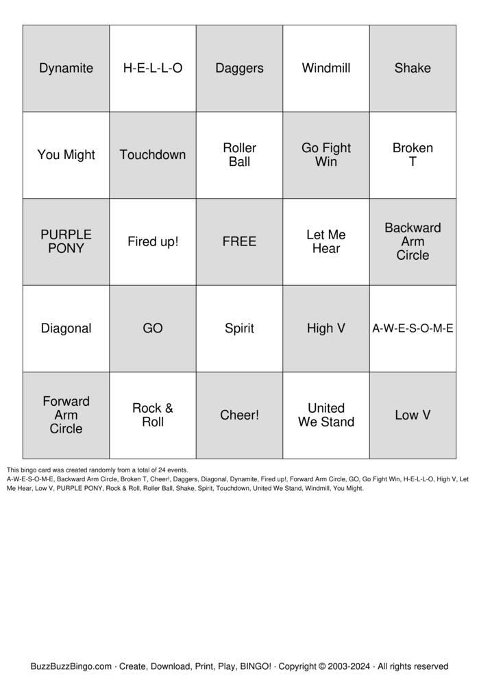 Cheerleader Bingo Cards to Download, Print and Customize!