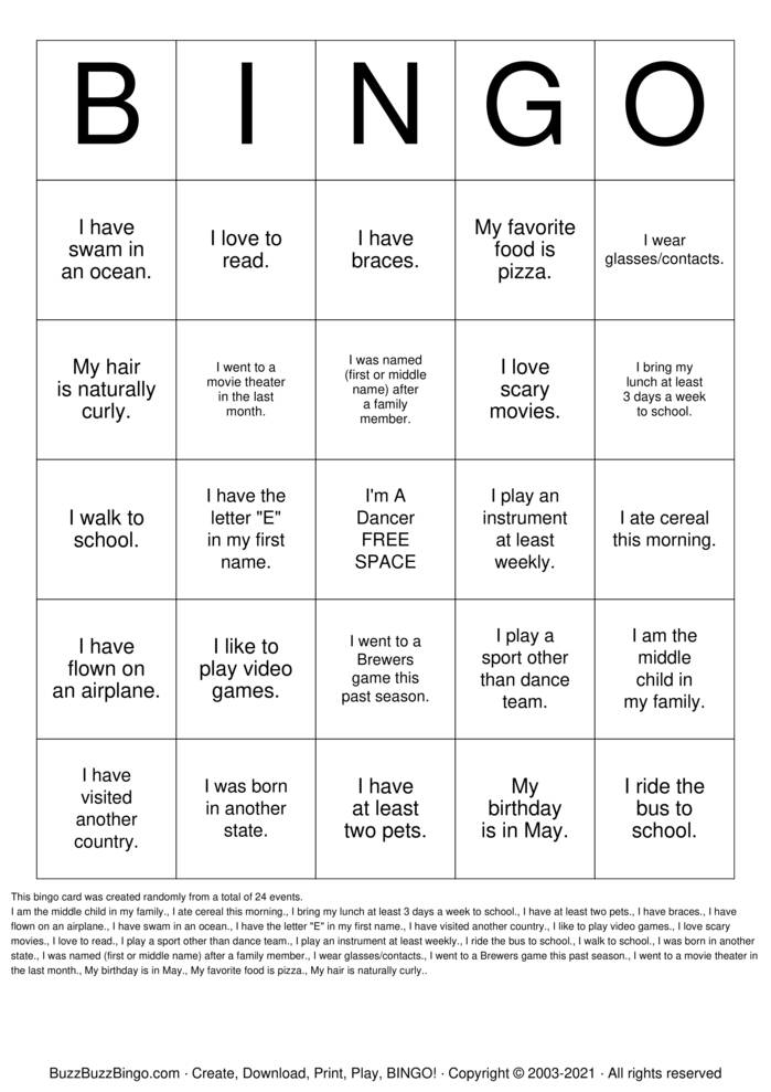Classmate Bingo Bingo Cards to Download, Print and Customize!