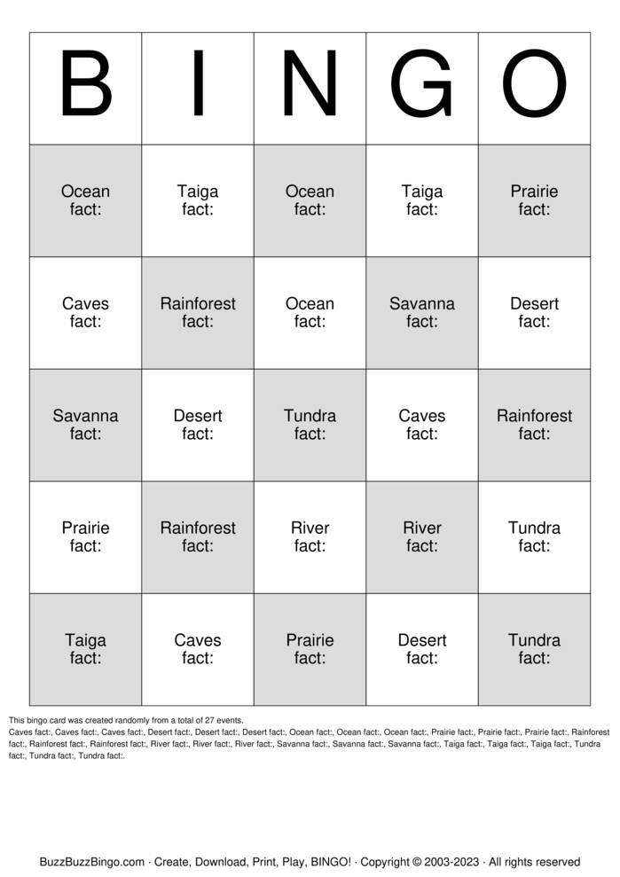 Ecosystems Presentation Bingo Bingo Cards to Download, Print and Customize!