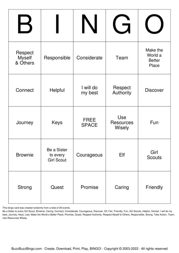 Girl Scout Law Printable Cards