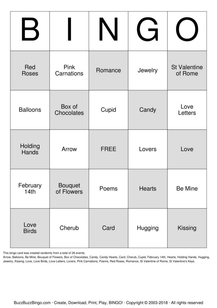 Valentines Day Bingo Cards to Download, Print and Customize!