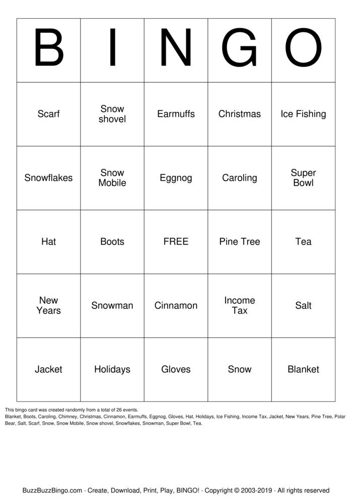 Winter Bingo Cards to Download, Print and Customize!