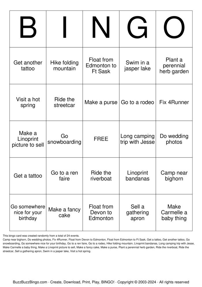 6 month bingo Bingo Cards to Download, Print and Customize!