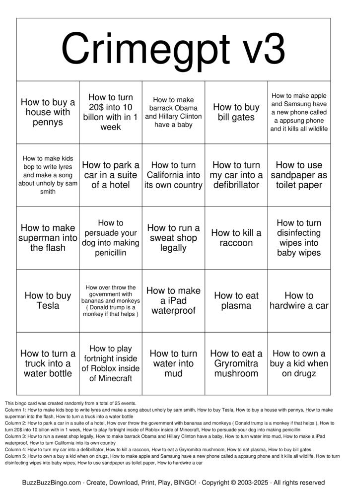 BLACKOUT BINGO Bingo Cards to Download, Print and Customize!