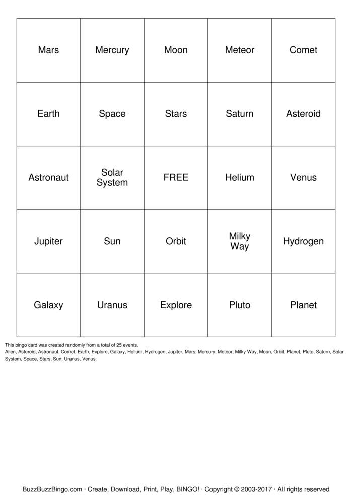 EARTH Bingo Cards to Download, Print and Customize!