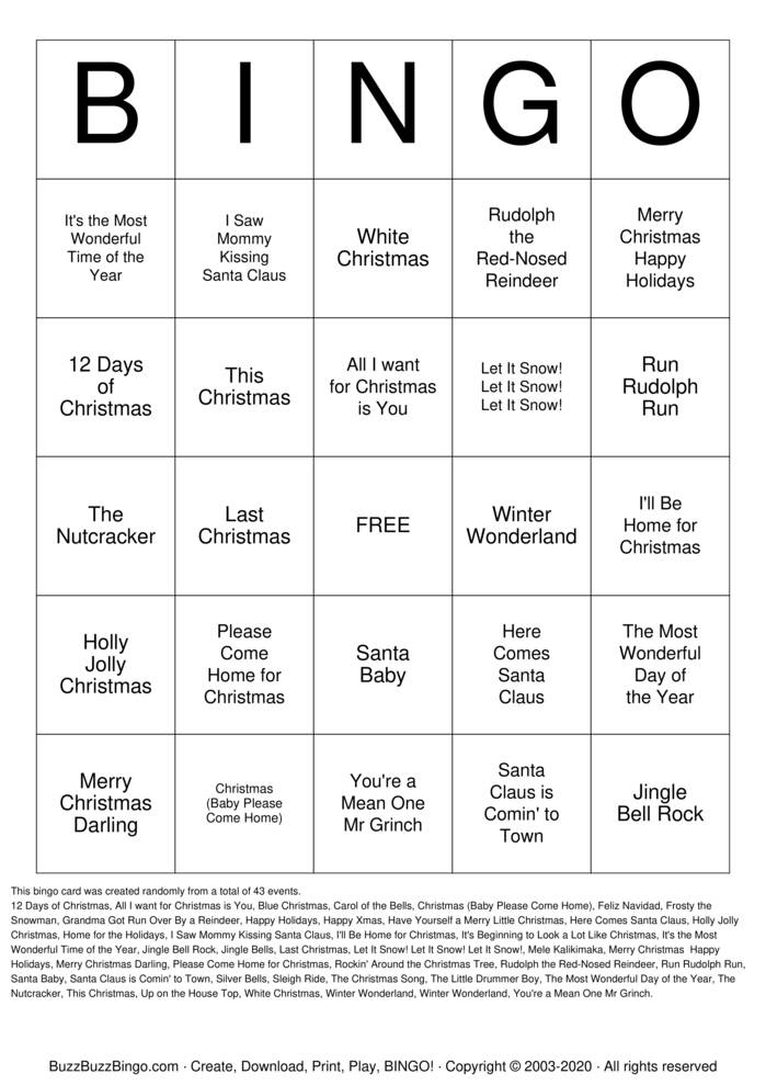 Holiday Music Bingo Cards to Download, Print and Customize!