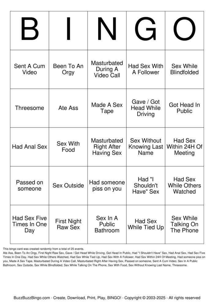 Malcys Sex Bingo Bingo Cards To Download Print And Customize