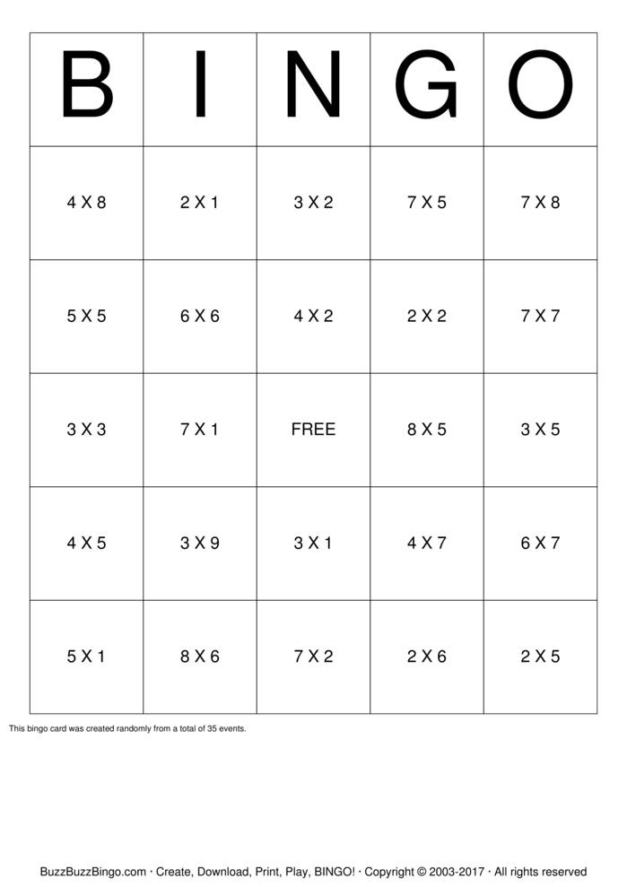 Math Multiplication Bingo Cards to Download, Print and Customize!