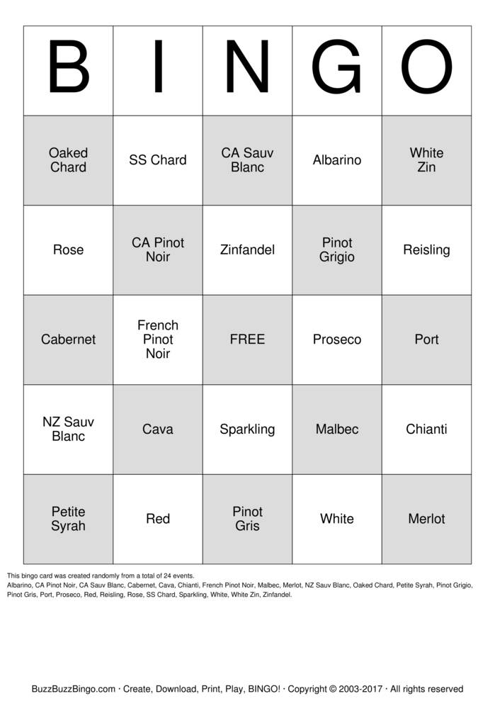 WINGO Bingo Cards to Download, Print and Customize!