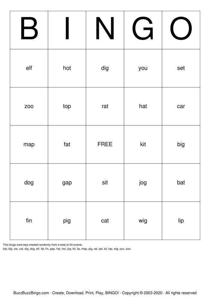 4 Letter Words Bingo Cards to Download, Print and Customize!