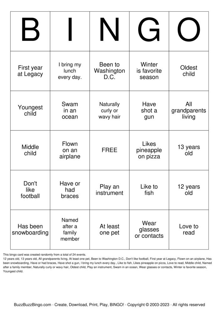 Classmate Bingo Bingo Cards to Download, Print and Customize!