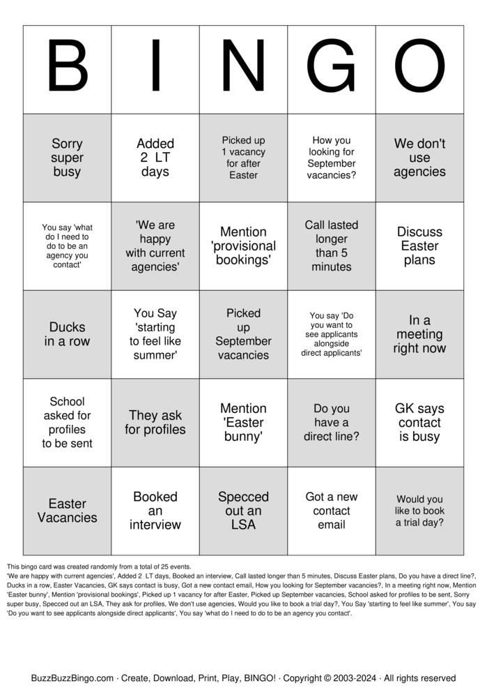 Cold Call Blitz Bingo Cards to Download, Print and Customize!