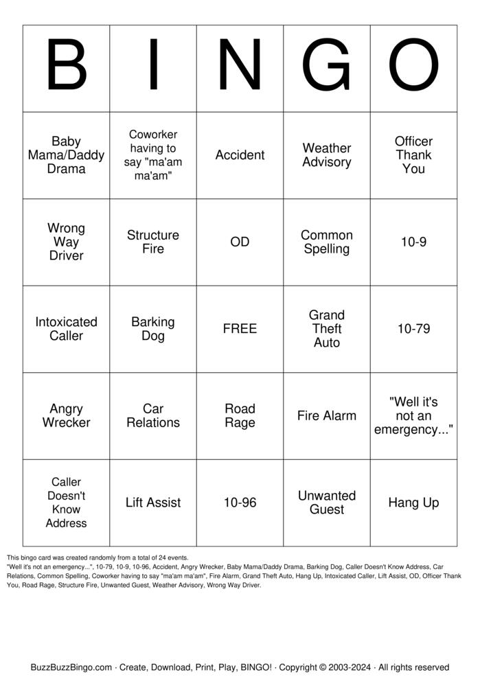Dispatch Bingo! Bingo Cards to Download, Print and Customize!