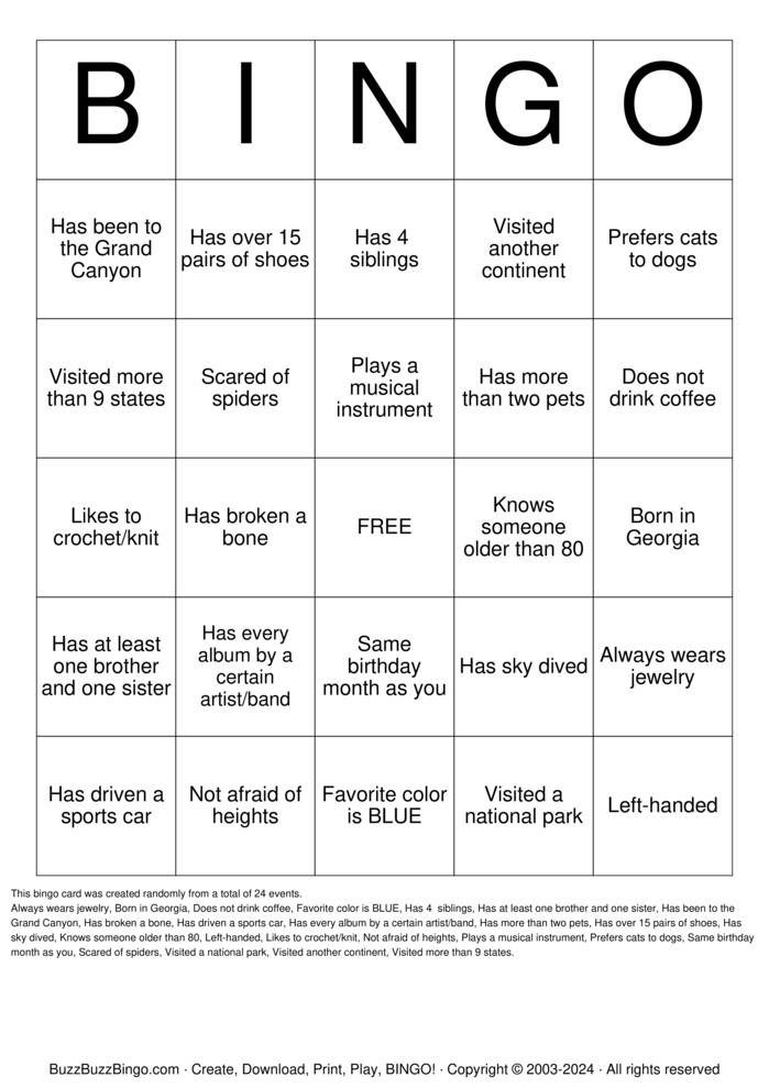 Get to know each other! Bingo Cards to Download, Print and Customize!