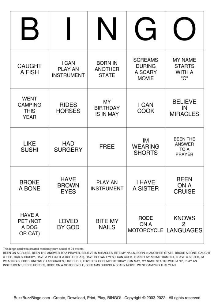 ICE BREAKER Bingo Cards to Download, Print and Customize!