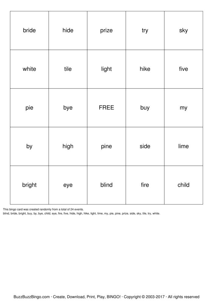 Long Vowel Sounds Bingo Cards to Download, Print and Customize!