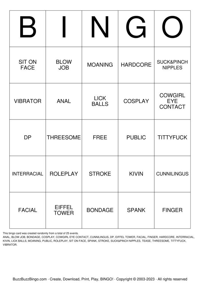 DIRTY BINGO Bingo Cards to Download, Print and Customize!