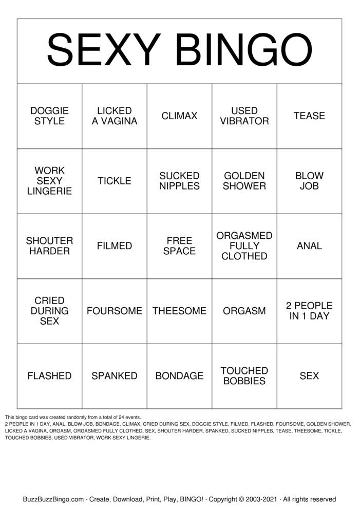 DIRTY BINGO Bingo Cards to Download, Print and Customize!