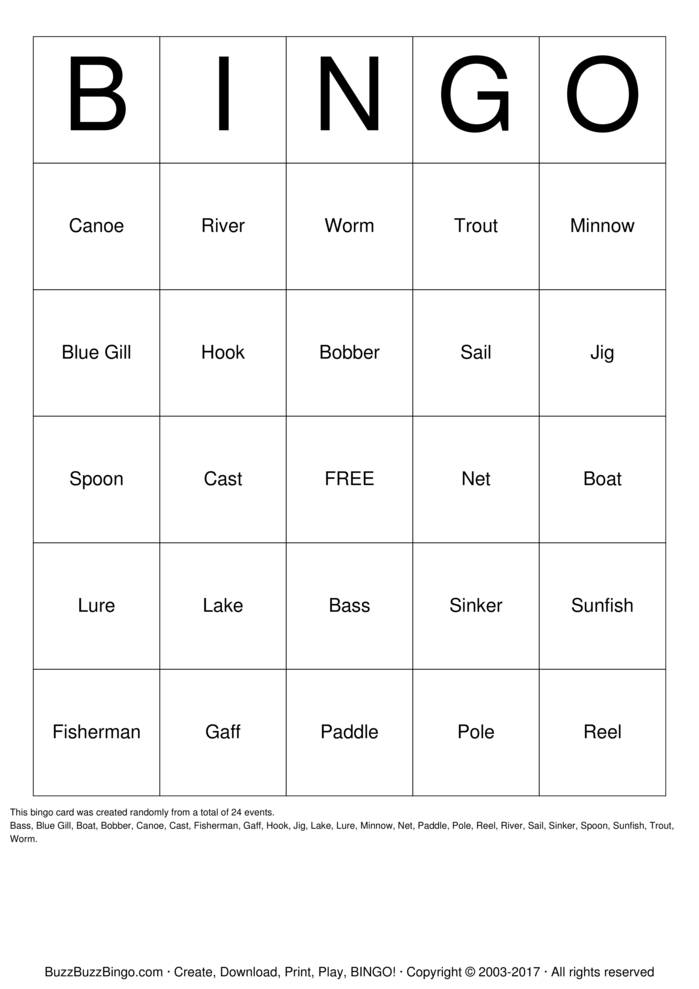 Fishing Bingo Cards to Download, Print and Customize!