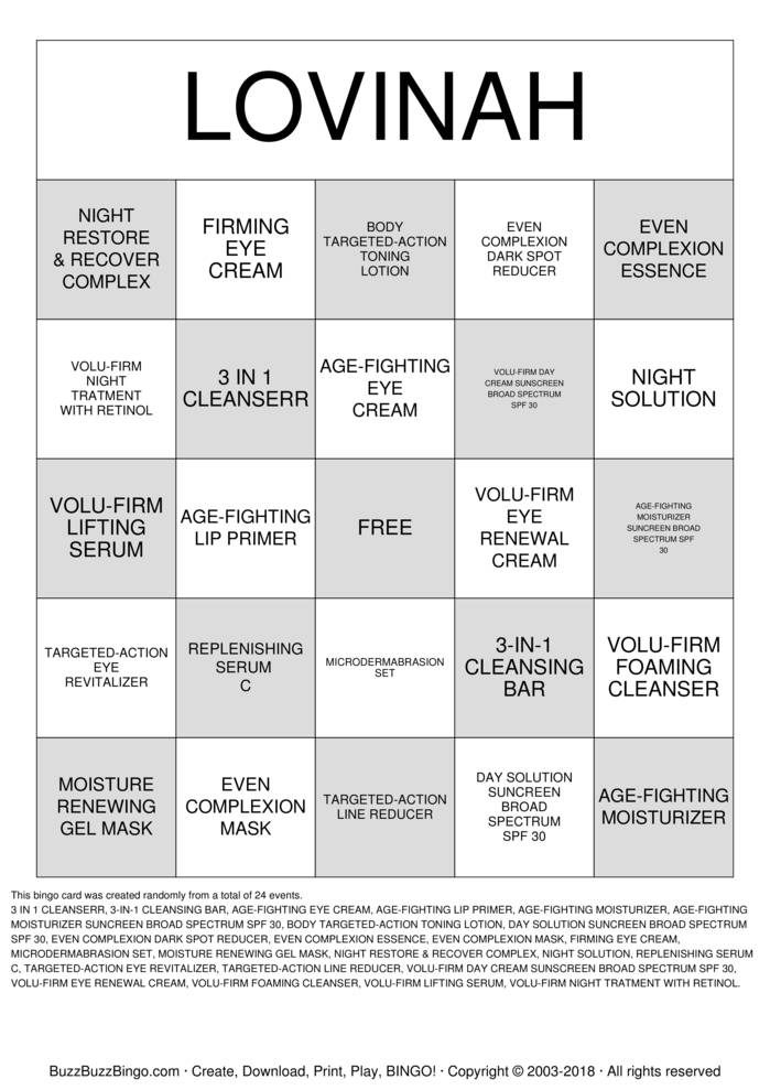SKIN CARE Bingo Cards to Download, Print and Customize!