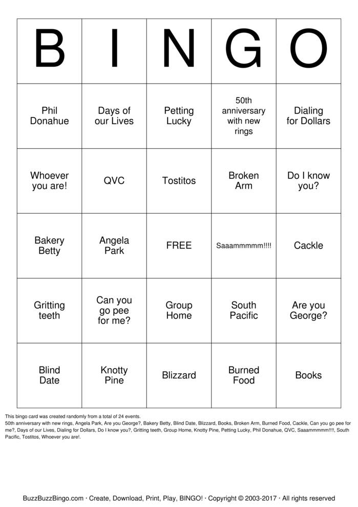 Betty Bingo Bingo Cards to Download, Print and Customize!